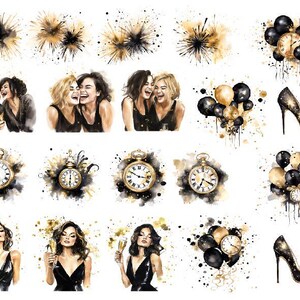 Watercolor New Year Clipart, Happy New Year Clipart, New Years Clipart ...