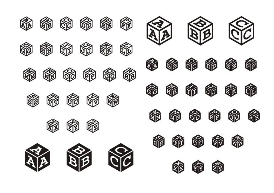 Cube Monogram Svg Font , 5 Cube Font Bundle Svg , Cube Font Cricut ...