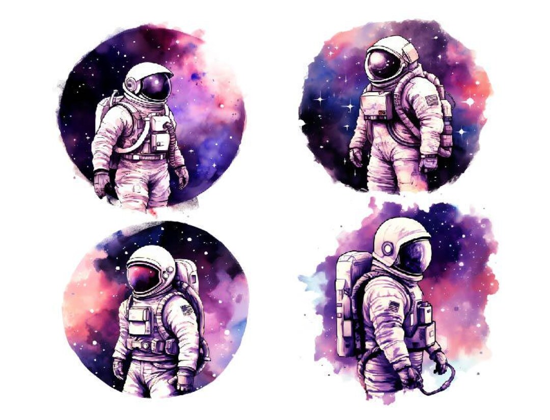 Astronaut and Space Watercolor Clipart, Watercolor Astronaut Png, Outer ...