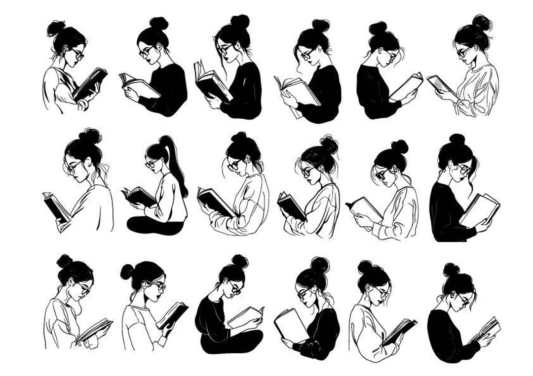 Woman Reading Svg, Girl Reading Svg, Book Lover Svg, Lady Library Svg ...