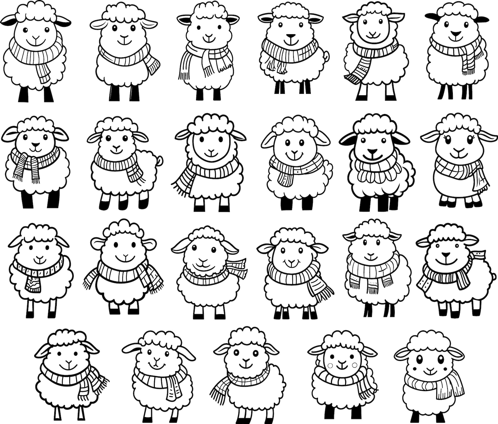 Sheep Svg Bundle, Sheep With Scarf Svg, Cute Sheep Svg, Funny Sheep Svg ...