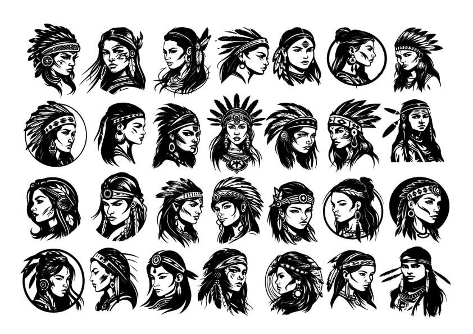 Native American Svg Bundle, Warrior Girl Svg, Native American Clipart ...