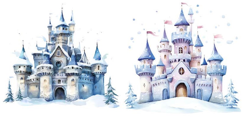Winter Castle Clipart, Watercolor Winter Castle, Winter Castle Png ...
