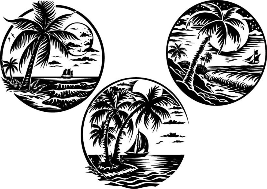 Beach Scene Svg, Sunset Beach Scene Svg, Summer Svg, Summer Clipart ...