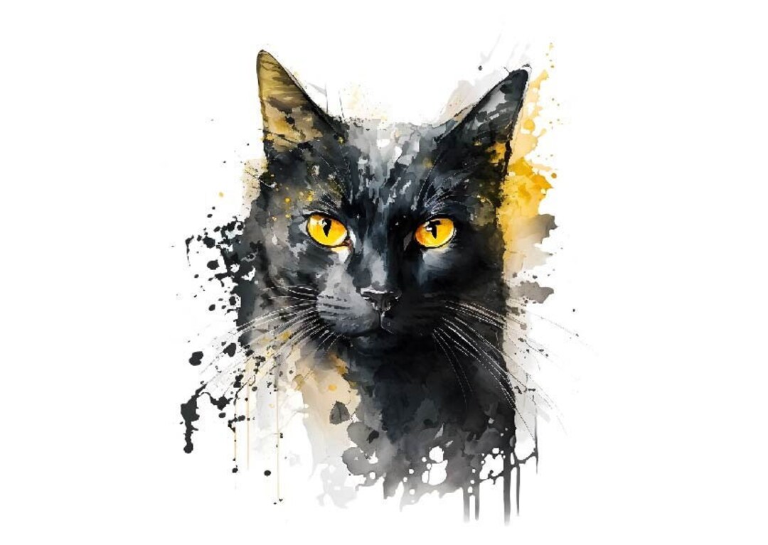 Black Cat Watercolor Png, Black Cat Clipart, Watercolor Black Cat Png ...