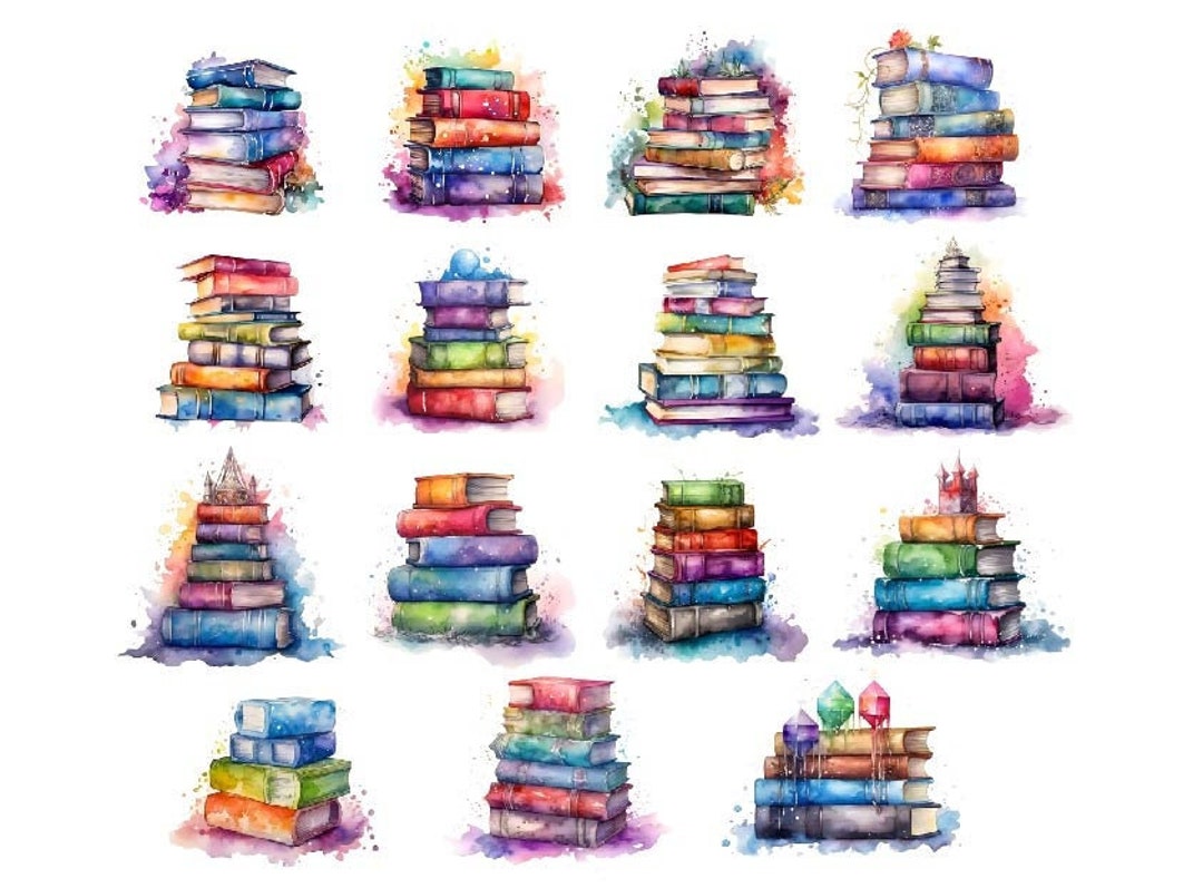 Watercolor Books Clipart, Stack of Books Clipart, Watercolor Books Png ...