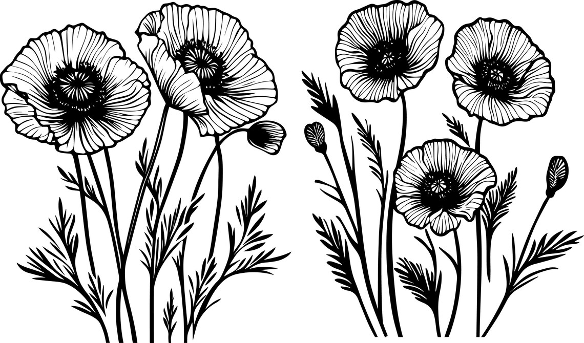 Poppy Svg Bundle, Poppy Flowers Svg, Poopy Clipart, Poppy Cut Files for ...