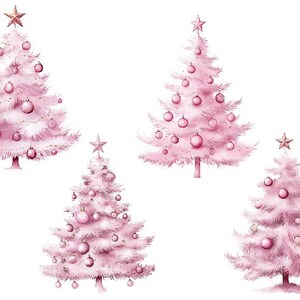 Watercolor Pink Christmas Clipart, Pink Christmas Boho Png, Christmas ...