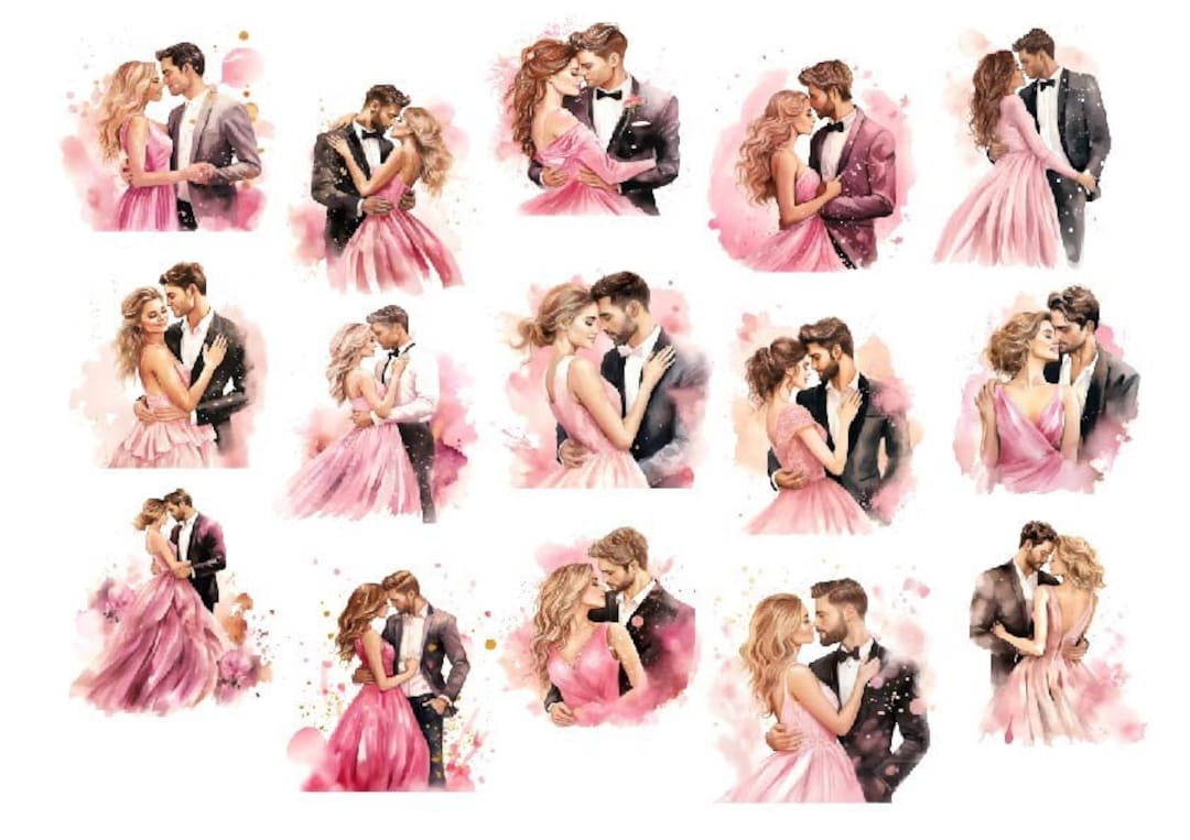 Watercolor Love Couple Clipart, Romantic Couples Watercolor Png ...