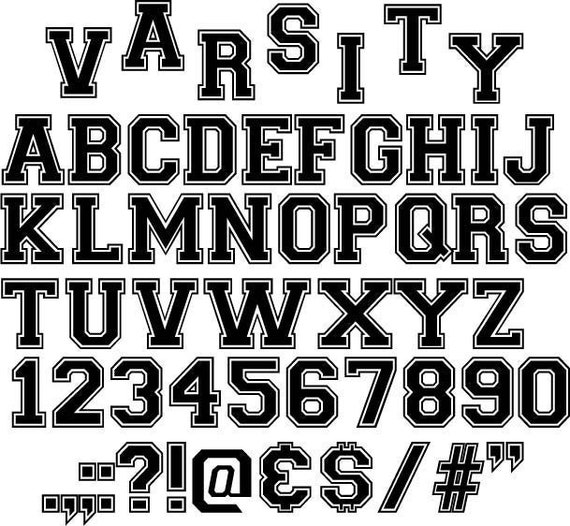 Varsity College Font Svg Clipart Sports Varsity Clipart | Etsy