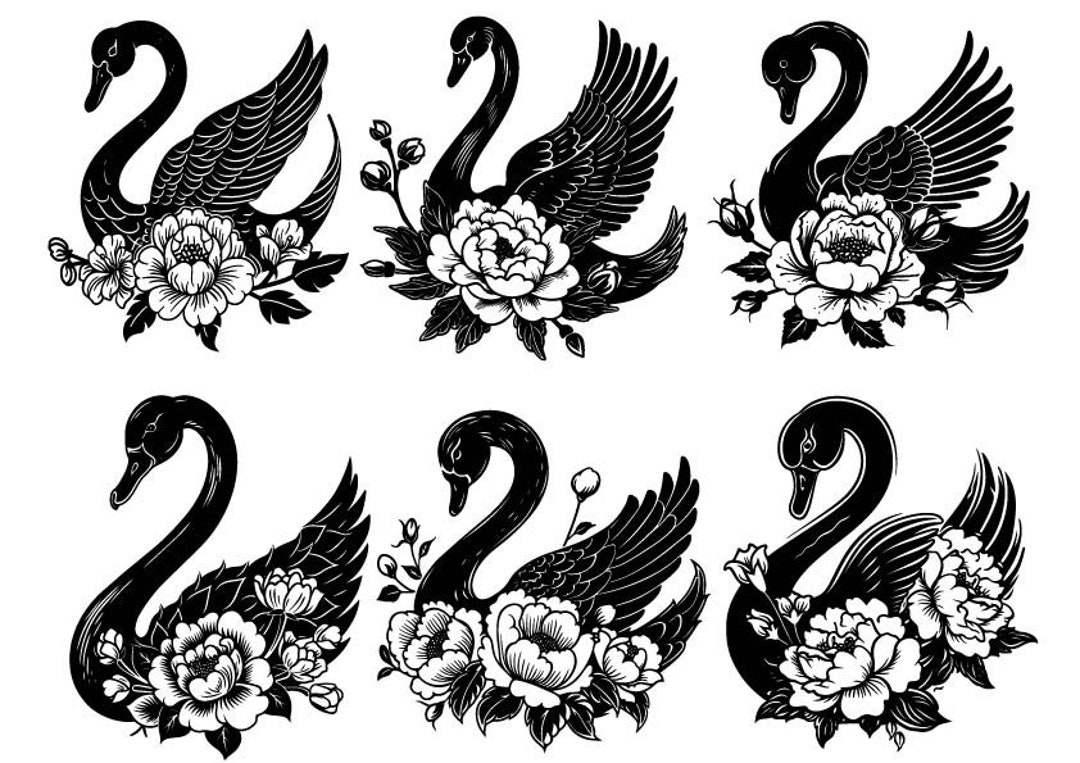 Floral Swan Svg, Swan Bundle Svg, Swan Clipart, Swan Cut Files for ...