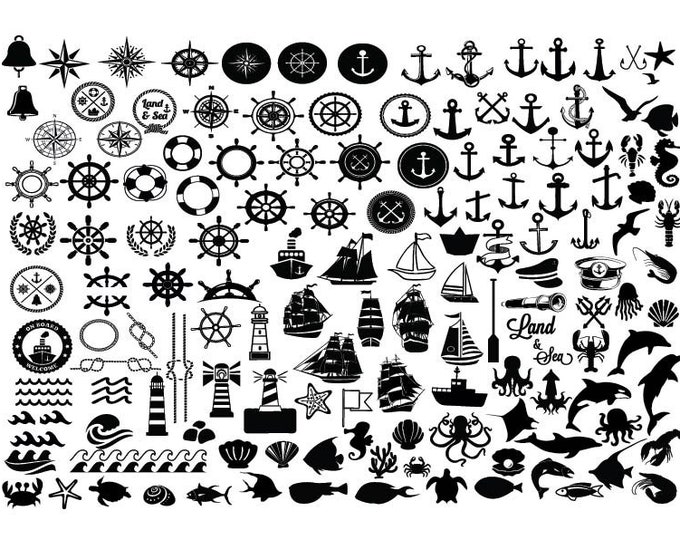 Nautical SVG/DXF Files, Whale, Anchor, Sailboat, Helm Cut File, Cricut ...