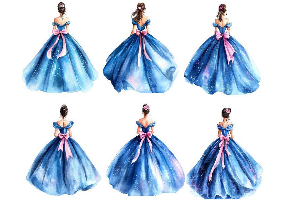 Watercolor Princess Clipart, Watercolor Woman With Blue Dress ...