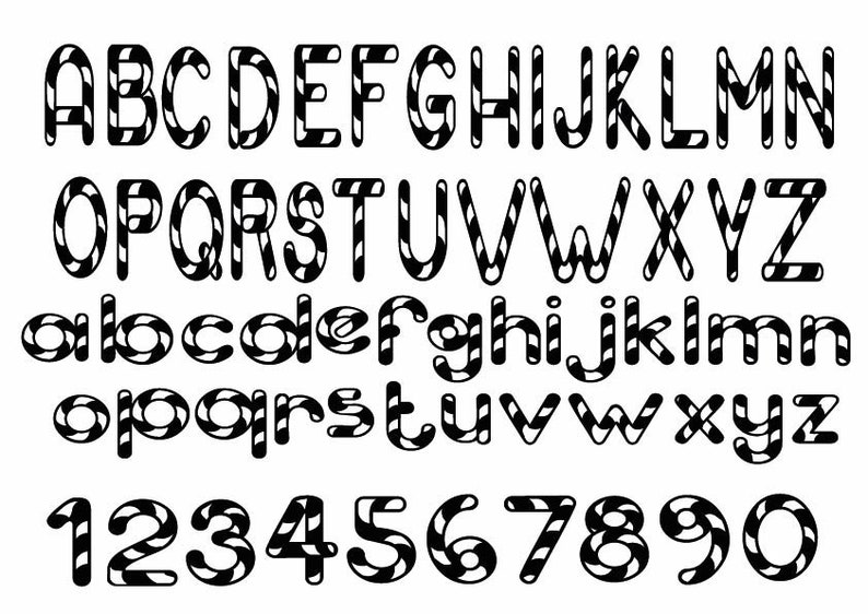 Candy Cane Font Svg Candy Cane Alphabet Christmas Font - Etsy