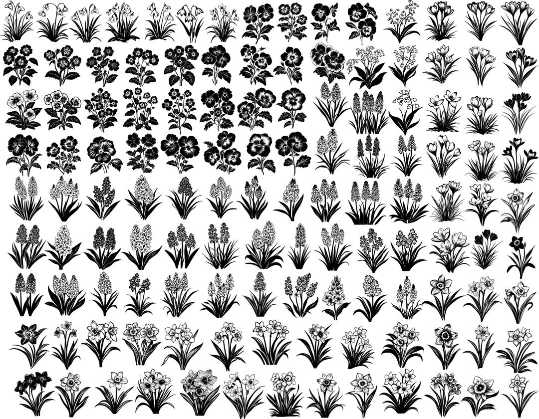 Spring Flowers Svg Bundle, Wildflower Svg, Flower Svg, Flower Clipart ...