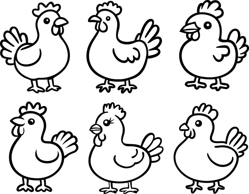 Cartoon Chicken Svg, Chicken Clipart, Hen Svg, Chicken Vector, Chicken ...