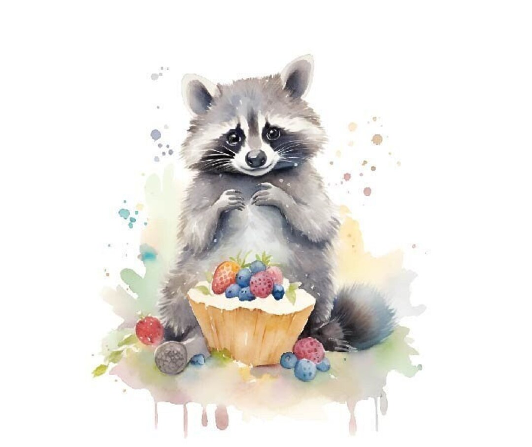 Watercolor Raccoon Png , Raccoon Clipart, Raccoon Png , Happy Raccoon ...