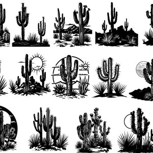 Cactus Bundle Svg, Cactus Scene Svg, Desert Landscape Svg, Cactus ...