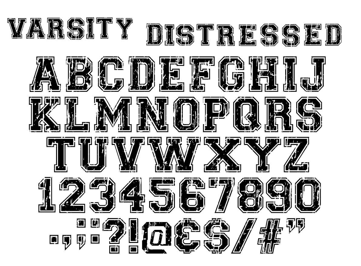 VARSITY DISTRESSED SVG , Grudge Font Svg , Varsity Letters and Numbers ...