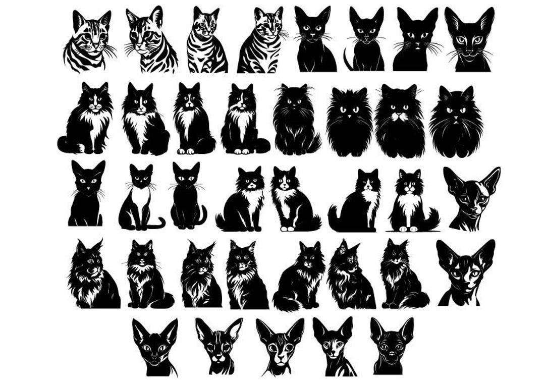 Cat SVG Bundle, Cat Breeds SVG, Cats Clipart, Cats Cut Files for Cricut ...
