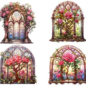 Watercolor Stained Glass Window Clipart, Beautiful Colored Glass Png ...