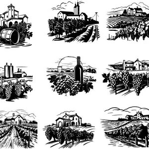 VINEYARD SVG, Winery Bundle Svg, Winery Clipart, Vineyard Cut Files for ...