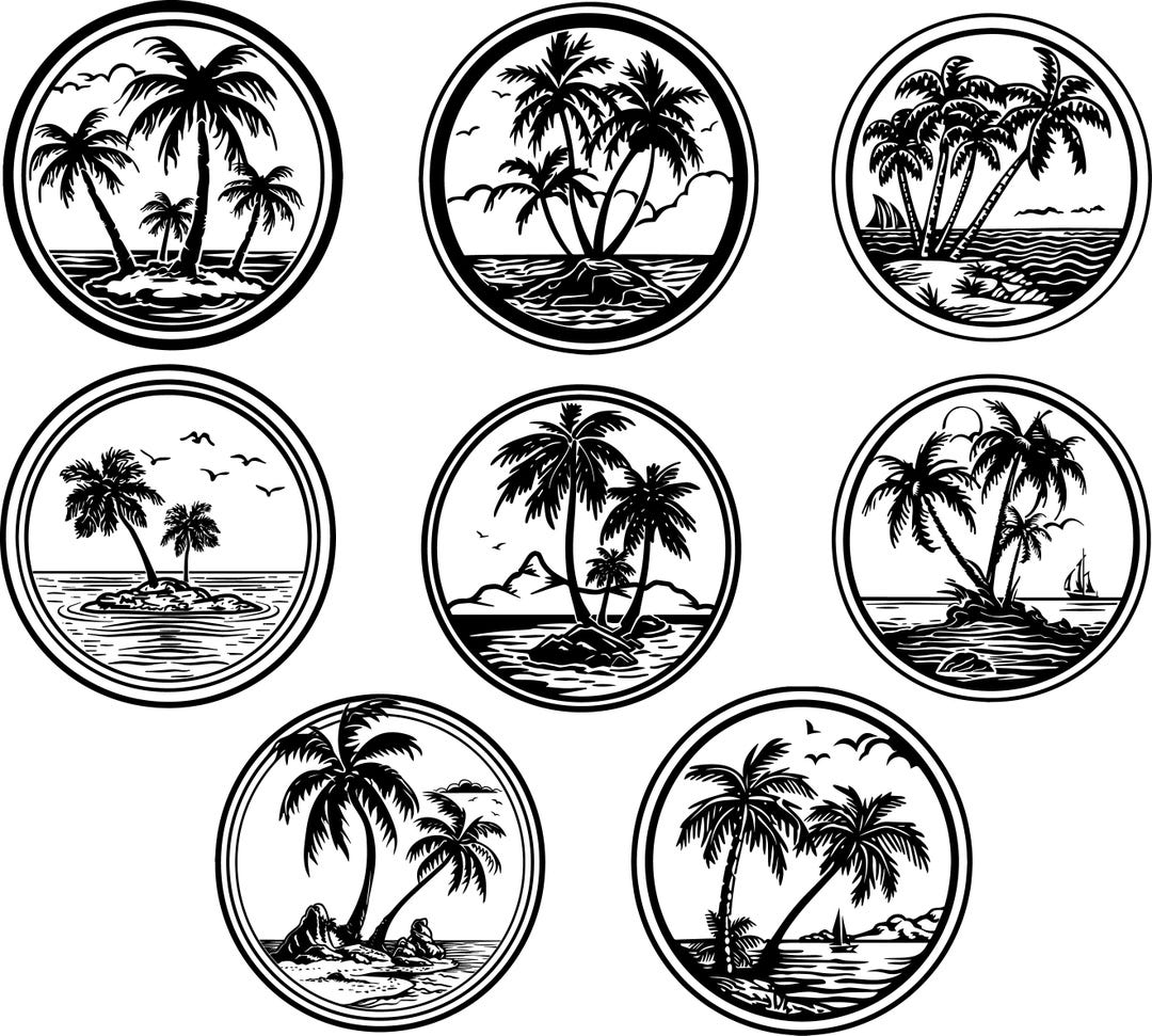 Beach Scene Svg, Summer Clipart, Palm Trees Svg, Summer Cut Files for ...
