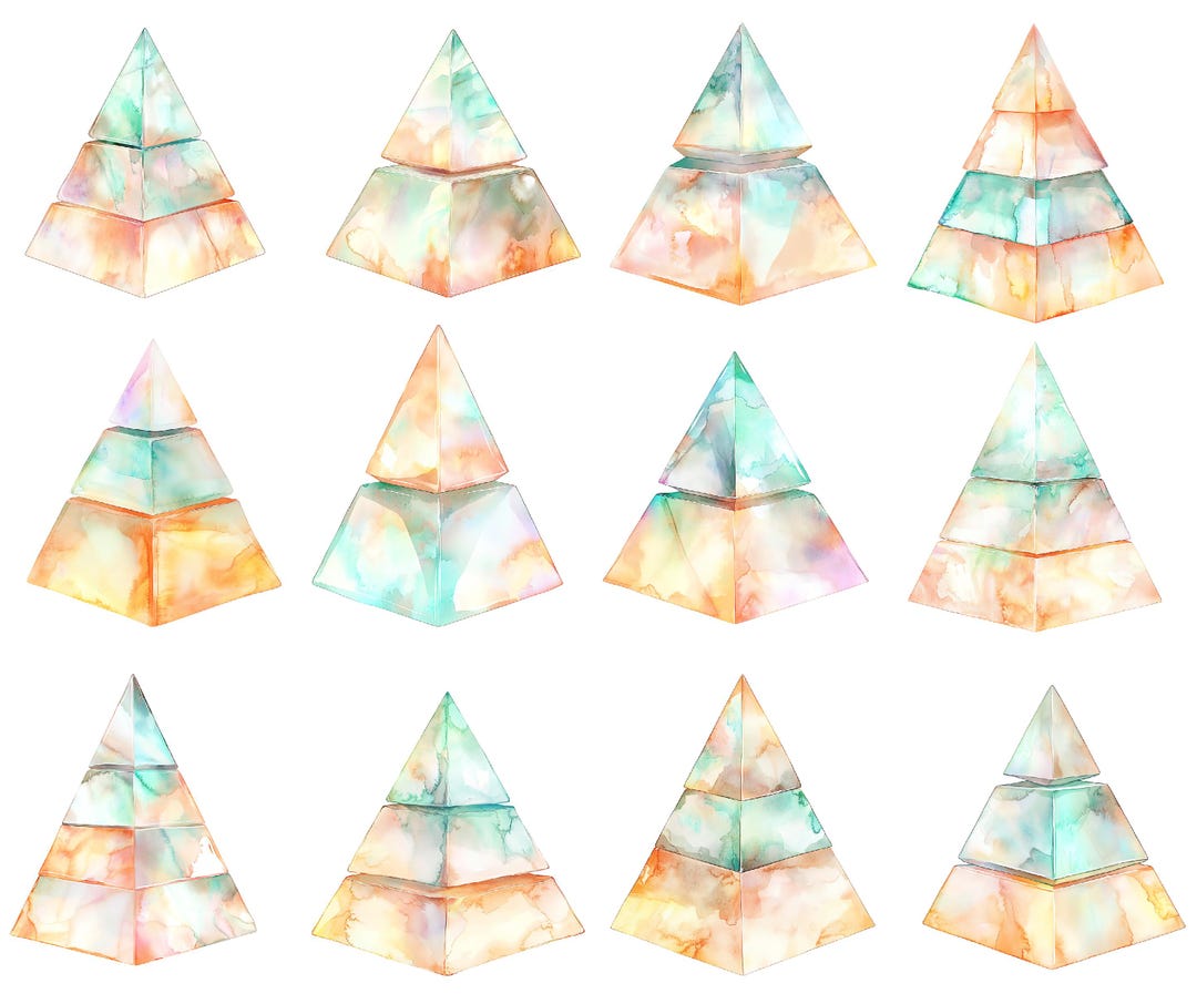 Watercolor Pyramid PNG Clipart, Shimmering Gems (digital Download) - Etsy