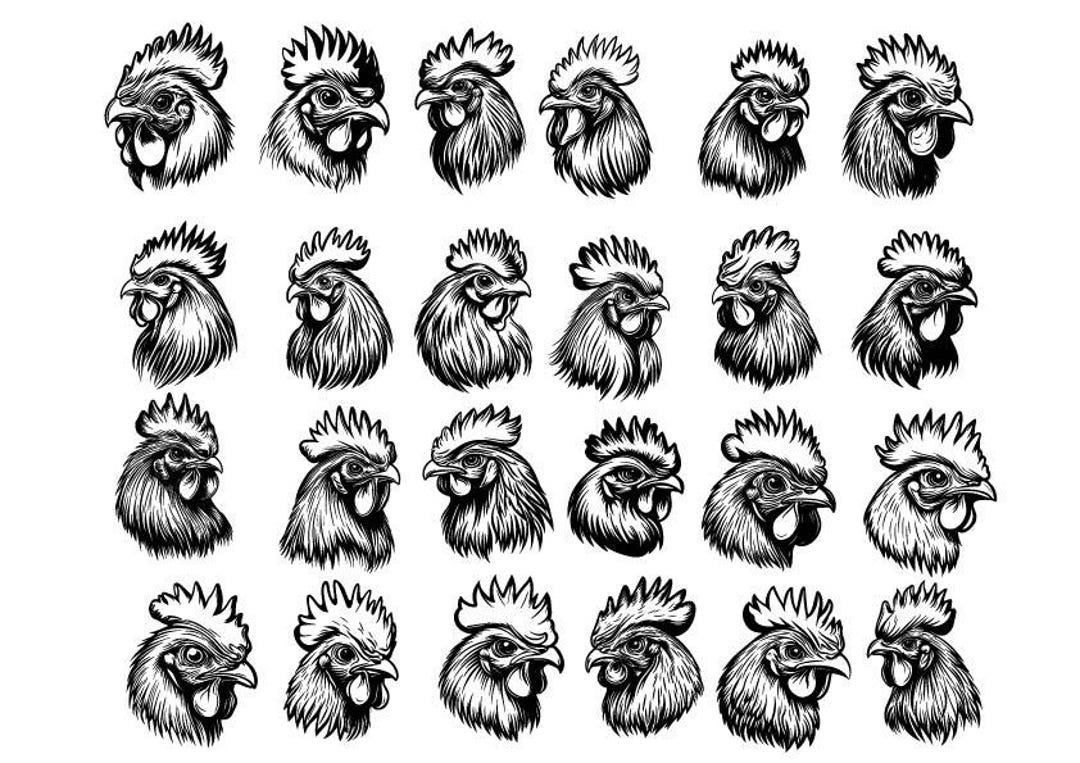 Chicken Bundle Svg, Chicken Head Svg, Chicken Clipart, Rooster Clipart ...