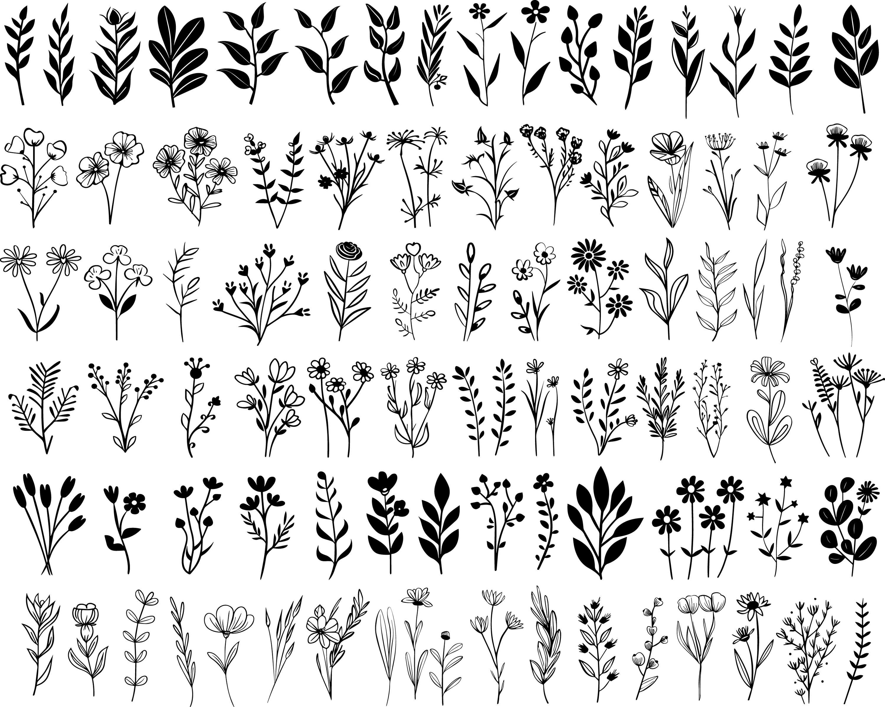 Wildflower Svg Bundle, Retro Flowers Svg, Minimalist Wildflower Svg ...