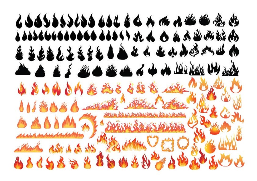 FIRE BUNDLE SVG, Fire Clipart, Fire Cut Files , Flames Cricut , Flames ...
