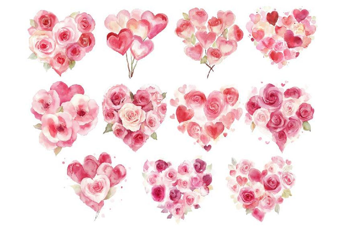 Watercolor Valentines Day, Pink Roses Png, Rose Bouquet Clipart ...