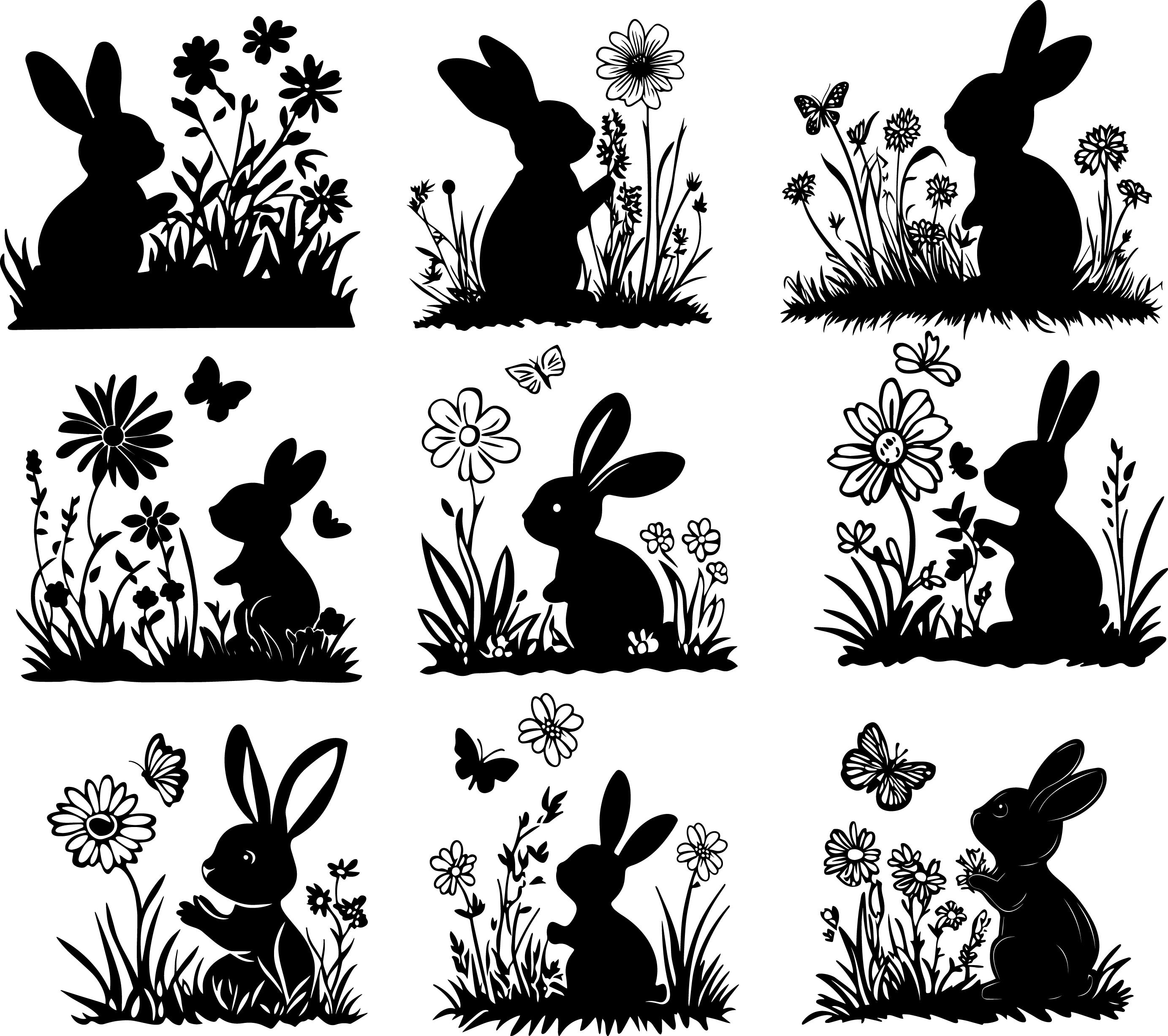 Floral Bunny SVG, Easter Spring Clipart, Cut Files (digital Download ...