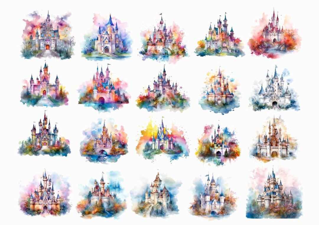 Watercolor Fairytale Castle , Watercolor Castle Clipart, Fairy Tale ...