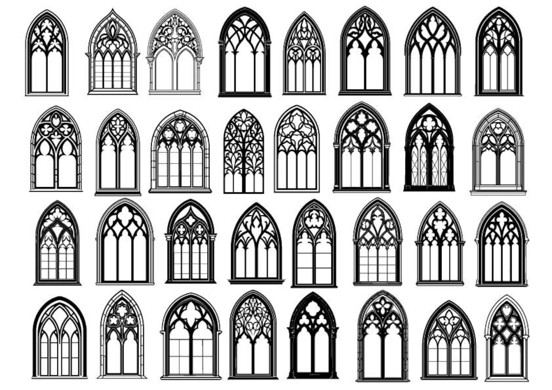 Gothic Windows Bundle Svg, Gothic Windows Clipart, Window Cut Files for ...