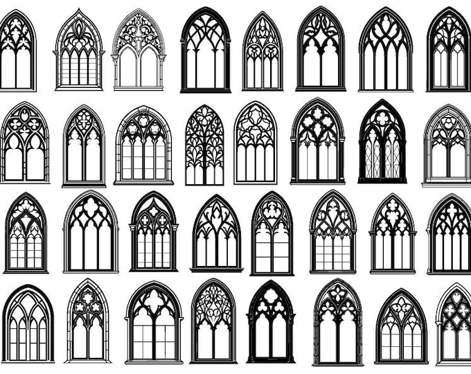 Gothic Windows Bundle Svg, Gothic Windows Clipart, Window Cut Files for ...