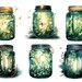 Fantasy Firefly Jars Watercolor Clipart, Watercolor Magical Jar, Cute ...