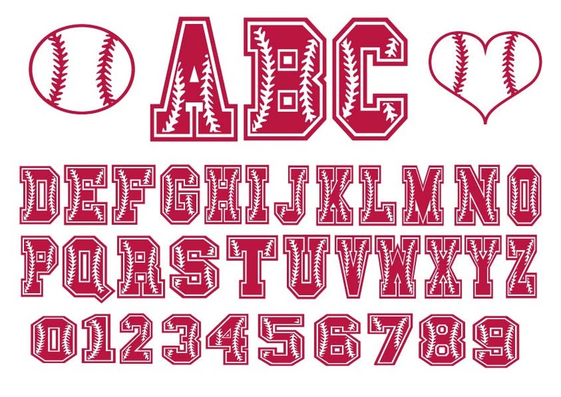 BASEBALL FONT SVG Baseball Stitches Font Baseball Svg - Etsy
