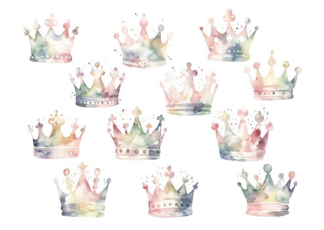 Cute Watercolor Crown Clipart, Watercolor Princess Crown Png ...