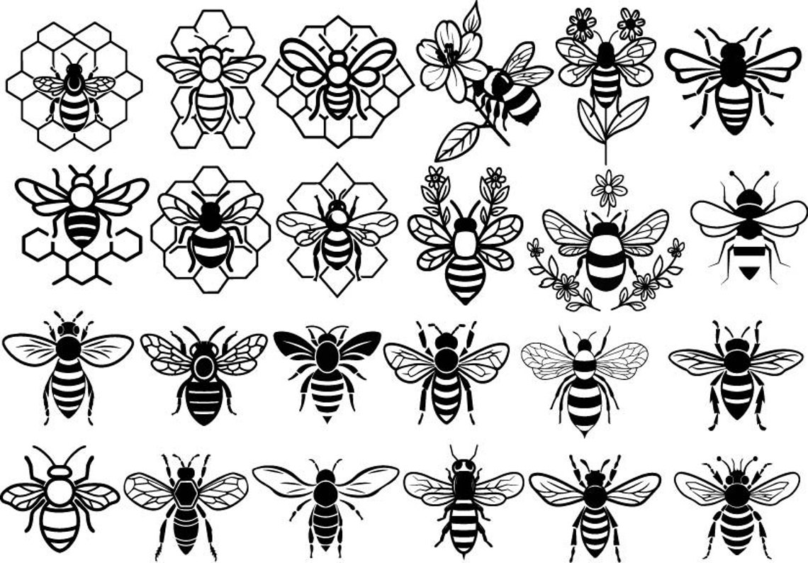 Bee Svg Bundle, Bee Clipart, Bee Cut Files for Cricut, Bees Vector, Bee ...
