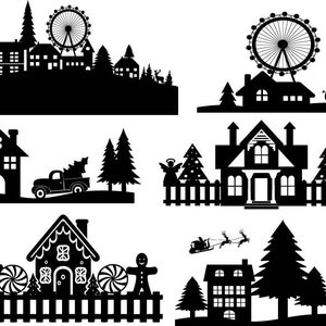 Christmas Villages SVG Bundle, Christmas Houses SVG, Christmas Cut ...