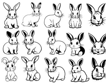Easter Bunny Svg, Bunny Bundle Svg, Floral Bunny Svg, Rabbit Bundle Svg ...