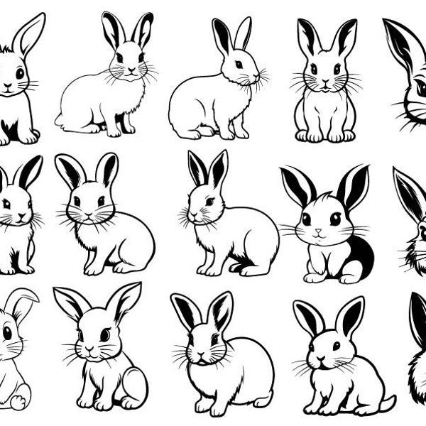 Rabbit Svg - Etsy