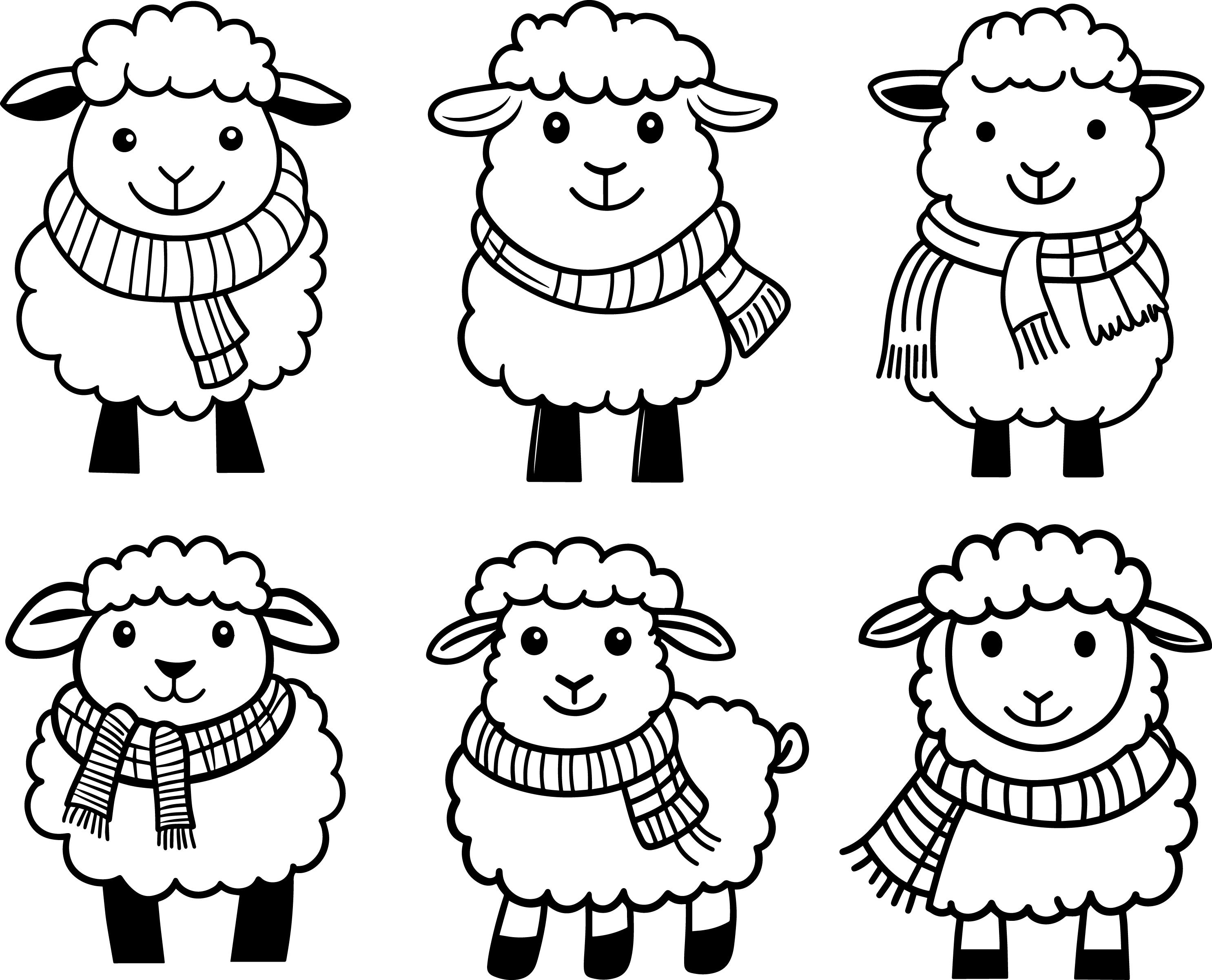 Sheep Svg Bundle, Sheep With Scarf Svg, Cute Sheep Svg, Funny Sheep Svg ...