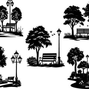 Abstract Park Svg, Park at Night Svg, Bench in Park Svg, Nature Park ...