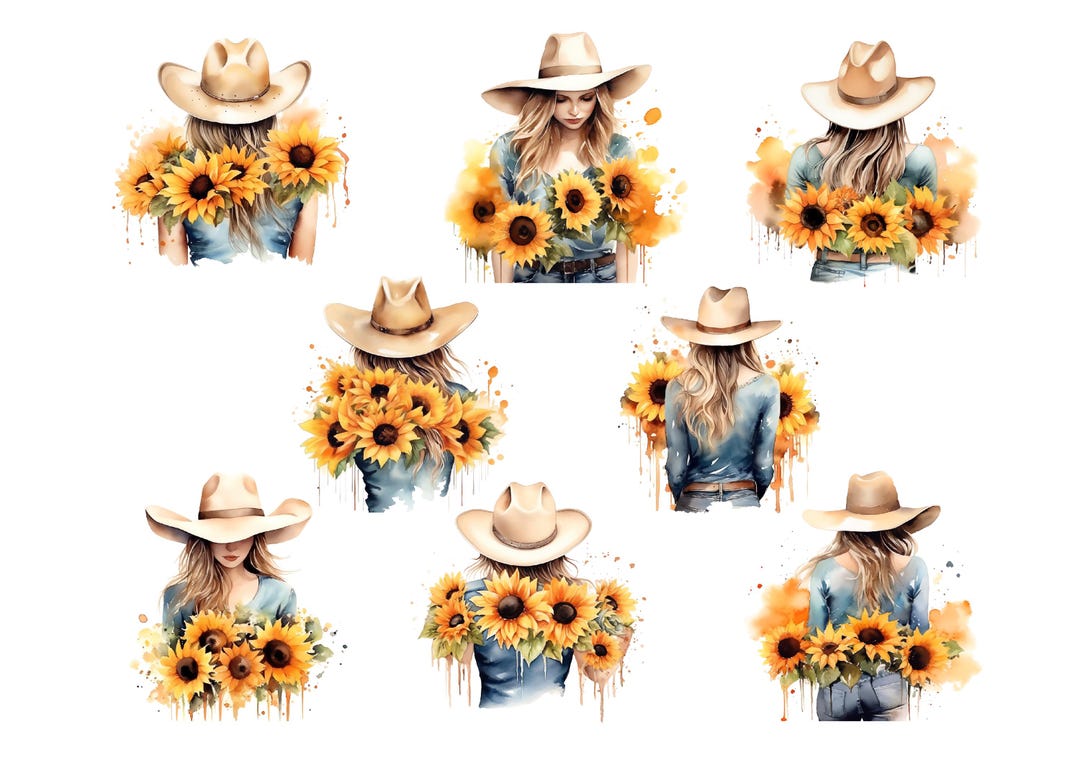 Watercolor Sunflowers, Watercolor Sunflower Girl Clipart, Sunflower ...