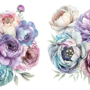 Peony Watercolor Clipart, Floral Clipart, Wedding Clipart, Blossom ...