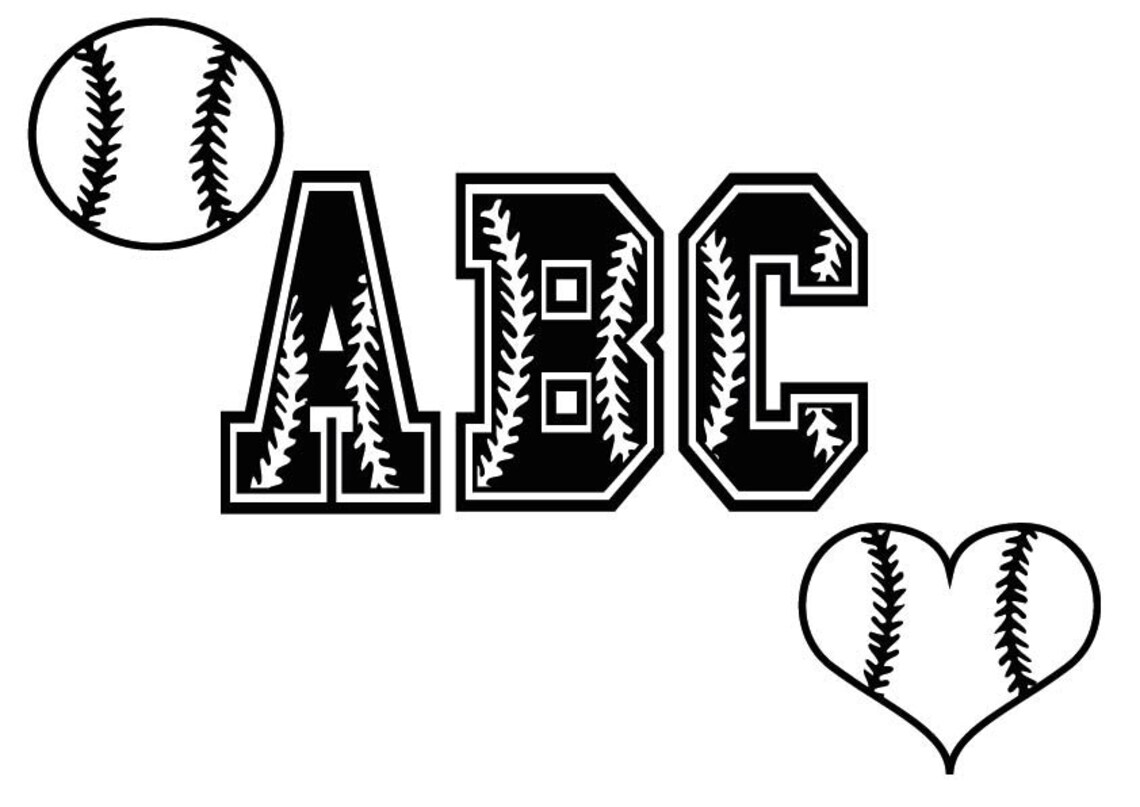 BASEBALL FONT SVG , Baseball Stitches Font , Baseball Svg , Baseball ...