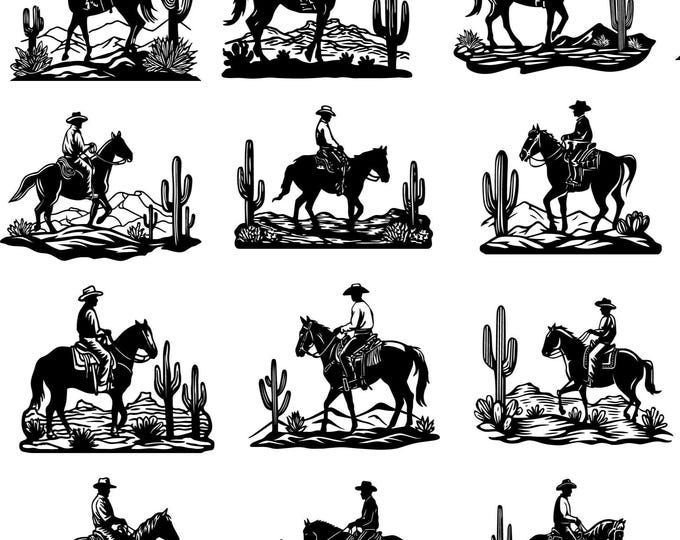 Cowboy Scene SVG Bundle, Western Scene Svg, Cowboy Svg, Cowboy Scene ...