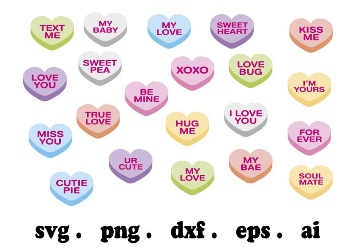 HEARTS BUNDLE SVG Hearts Candy Svg Valentines Day Svg - Etsy